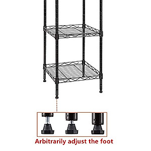 GIOTORENT 5 Tier Standing Shelving Metal Units, Adjustable Height Wire Shelf Display Rack for Laundry Bathroom Kitchen 11.8 W x 11.8 D x 50 H (5-Tier, Black)