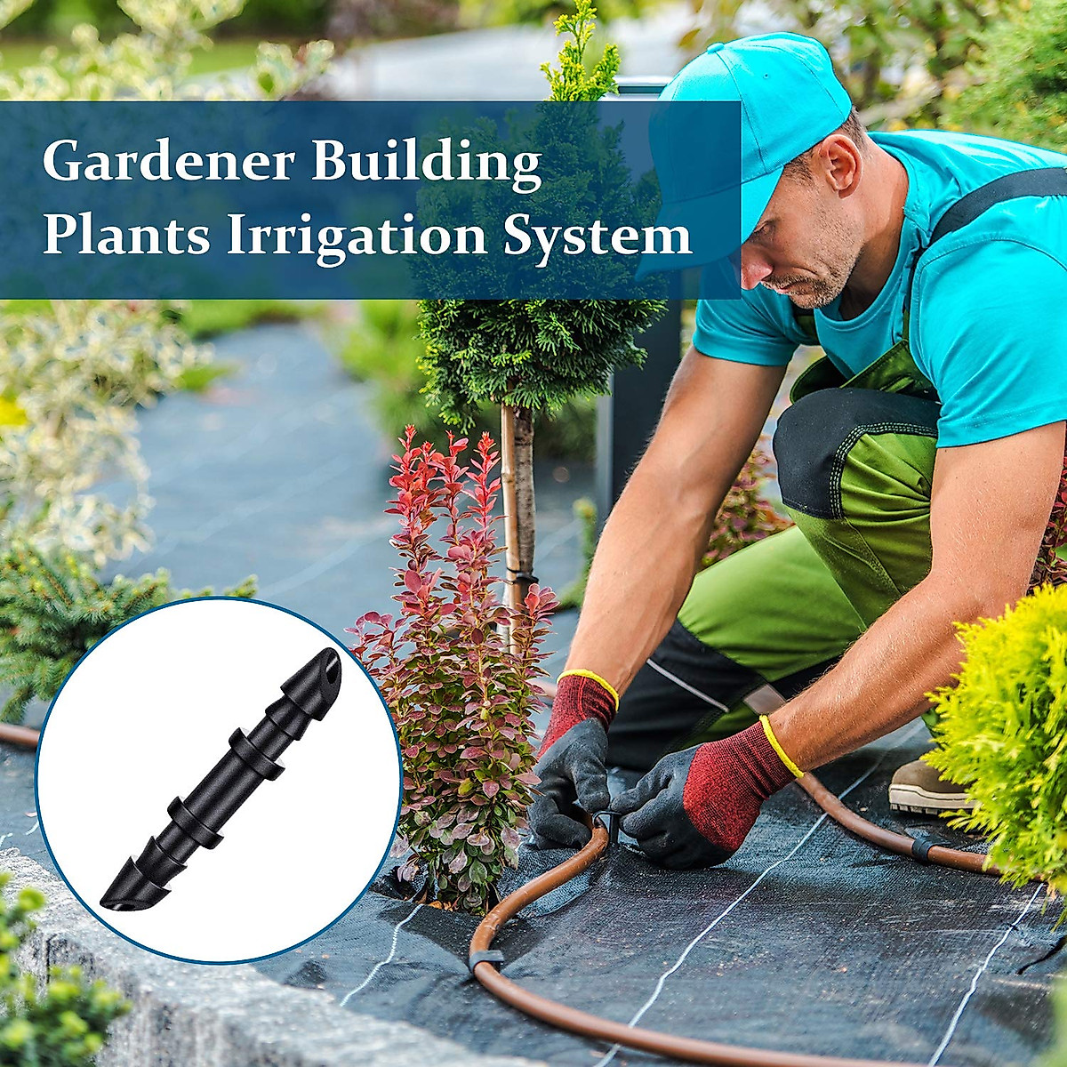 Mudder 150 Pieces Barbed Connectors Drip Irrigation 1/4" Barbed Coupling Fittings Barbed Connectors for 1/4 Inch Irrigation Tubing Drip Line Coupler for Drip Sprinkler Systems, Black