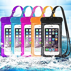 MSERICH Universal Waterproof Case, Waterproof Phone Pouch Compatible for iPhone 13 12 11 Pro Max XS Max Samsung Galaxy s10 Google Up to 7.0", IPX8 Cellphone Dry Bag for Vacation-5 Pack