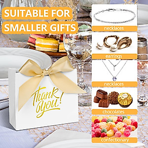 DECHISY 60 Pack Small Thank You Gift Bags, 4.5x1.8x3.9 Inch Mini Gift Bags with Ribbon, Baby Shower Favor Bags, White Thank You Bags, Party Favor Bags for Candy, Wedding, Bridal Showers, Birthday