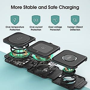 Folding Wireless Charger for Samsung, 3 in 1 Travel Charging Pad Compatible with Samsung Galaxy Z Flip 4/ S23/22/21/20/10/9/8/7 Note 20/10/9/8/7/6/5, Galaxy Watch 5/4/3/Active 2/1/LTE, Buds 2/Pro/Live