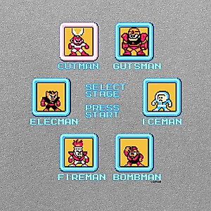 Pop Threads Mega Man Classic Stage Select Megaman Video Gaming Youth Kids Girl Boy T-Shirt Sport Grey S