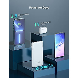 TG90° 2 Pack 10000mah and 4500mah Portable Battery Pack Charger with Built in Cable