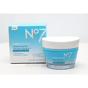 No7 Hydraluminous Water Surge Face Gel - Oil Free Moisturizer with Vitamin C + Vitamin E - Gel Face Moisturizer for Oily Skin with Pollution Shield Technology (50ml)