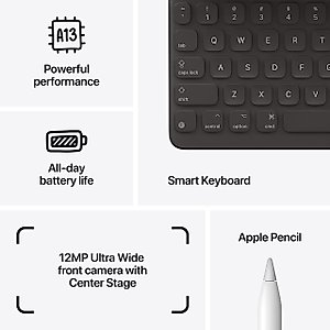 Apple iPad (9th generation): with A13 Bionic chip, 10.2-inch Retina display, 256GB, Wi-Fi, 12MP front/8MP back camera, Touch ID, all-day battery life – Space Gray