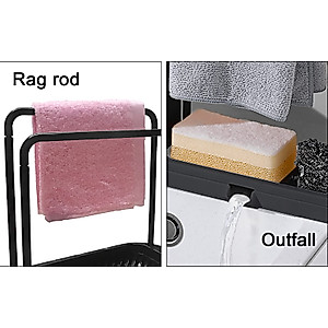 3 in 1 Sponge Holder Sink Caddy, Dish Cloth Hanger + Soap Rack + Sink ，with Drain Pan, for Kitchen Sink or Bathroom Storage,Sponge Brush Soap Dish Dishcloth RackStopper Holder