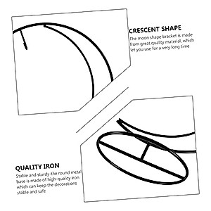 Happyyami 2pcs Moon Bracket Desktop Stand Garment Rack Small Plant Pot Hook Earth Ornament Wedding Decoration Rack Doll Hanging Basket Bracket Botanical Decor Air Plant Hanger Iron Black Air