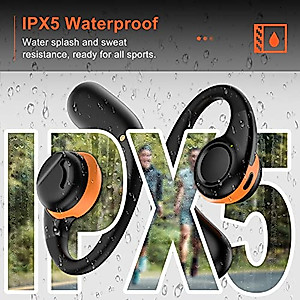 Jzones Open Ear Headphones Wireless Bluetooth 5.3, Open Ear Earbuds with Dual 16.2mm Dynamic Drivers 60 Hours Playtime Waterproof Sport Earbuds for Android iPhone TV
