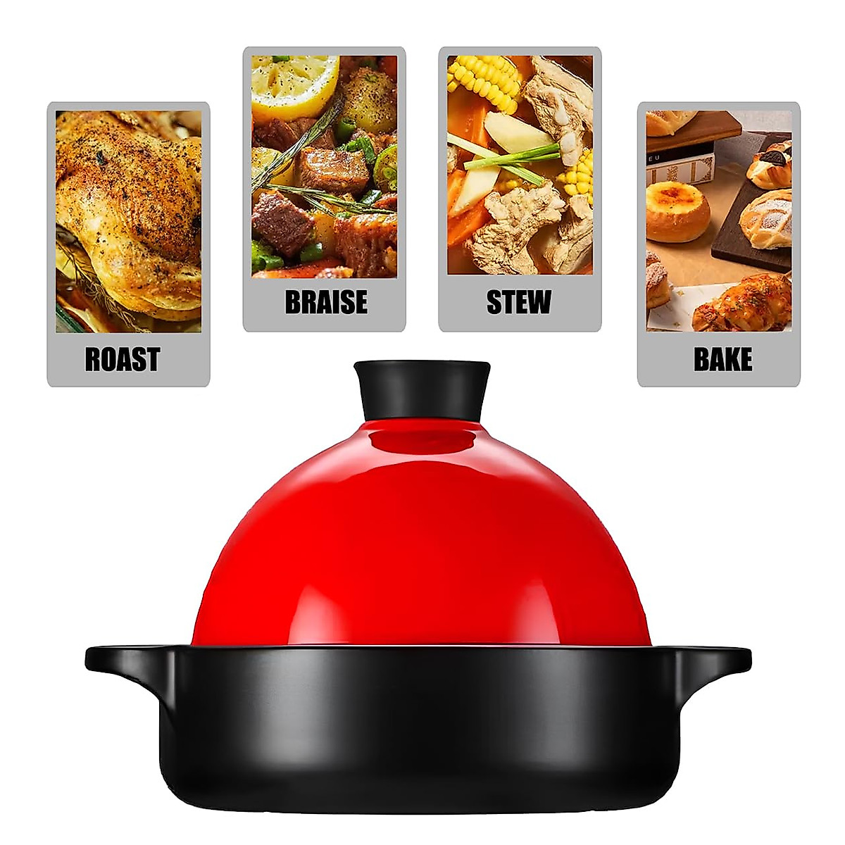 Xgxoz Traditional Ceramic Cooking Tagine, Ceramic Tagine Cookware Tagine Cooking Pot Tajine with Ceramic Closed Lid