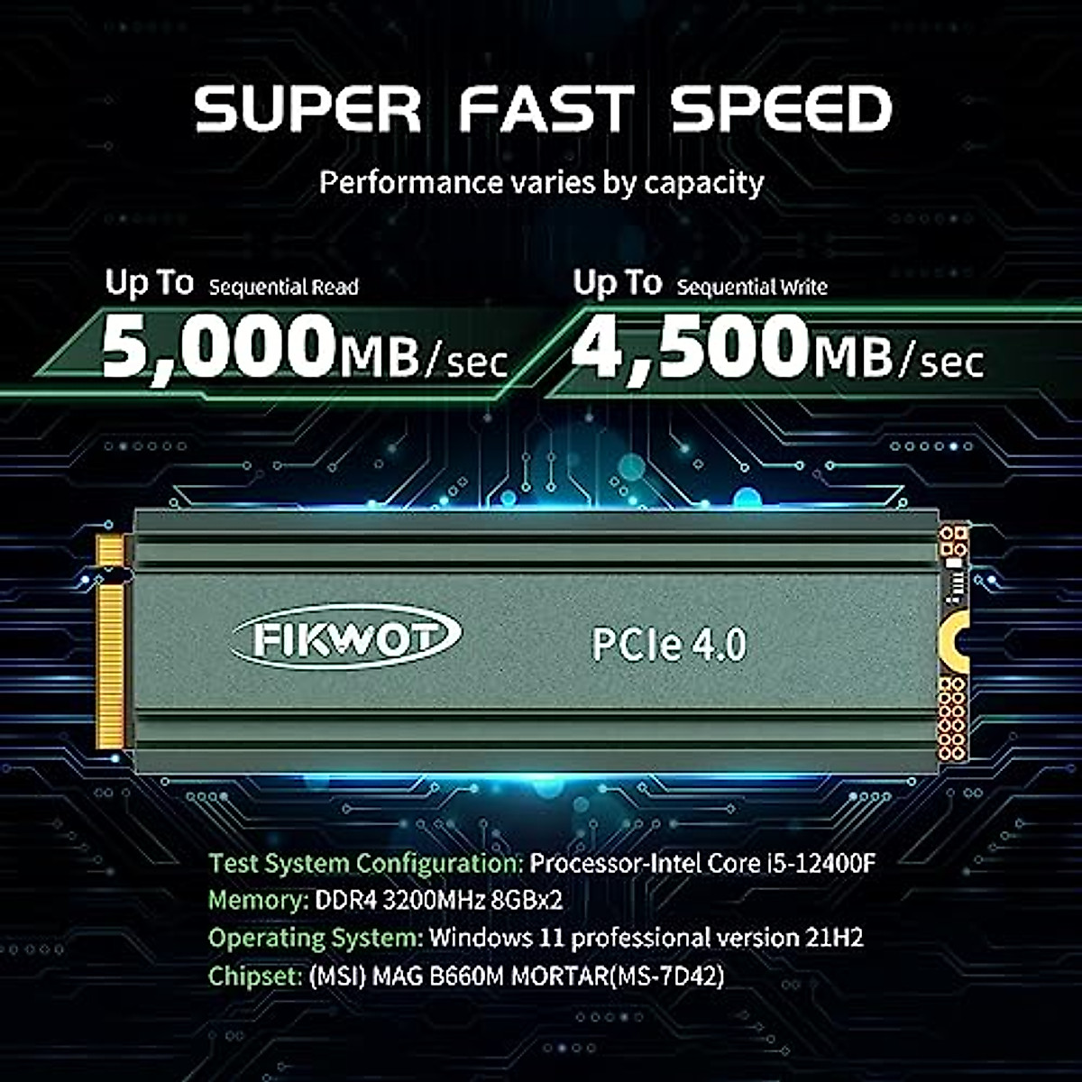 Fikwot FN960 2TB M.2 2280 PCIe Gen4 x4 NVMe 1.4 Internal Solid State Drive with Heatsink - Speeds up to 5,000MB/s, Dynamic SLC Cache, Compatible PS5 Internal SSD