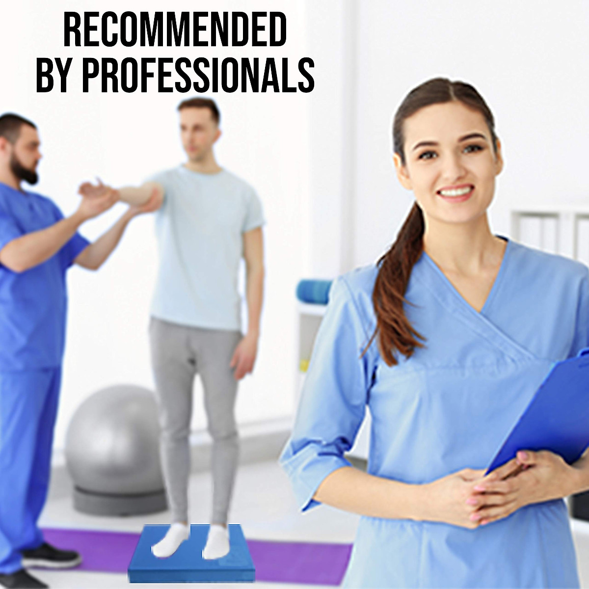 XL Foam Balance Pad | FREE Stretching Strap & BONUS eBook | Extra Large Balance Pads for Physical Therapy Rehab & Ankle Recovery, Lower Back/Knee Pain | X Large Wobble Board Cushion for Strength