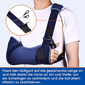 Willcom Arm Sling for Shoulder Injury with Waist Strap - Immobilizer Brace Support for Sleeping, Rotator Cuff Surgery(Comfort Version, Right, Medium, 28.5-41 inch)