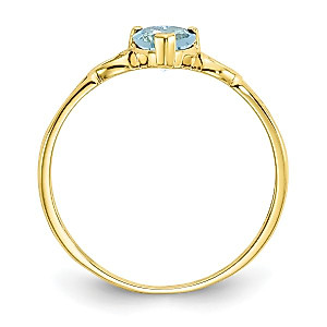 IceCarats 10K Yellow Gold Blue Aquamarine Heart Love Ring Gemstone Band March Birthstone Jewelry Size 7