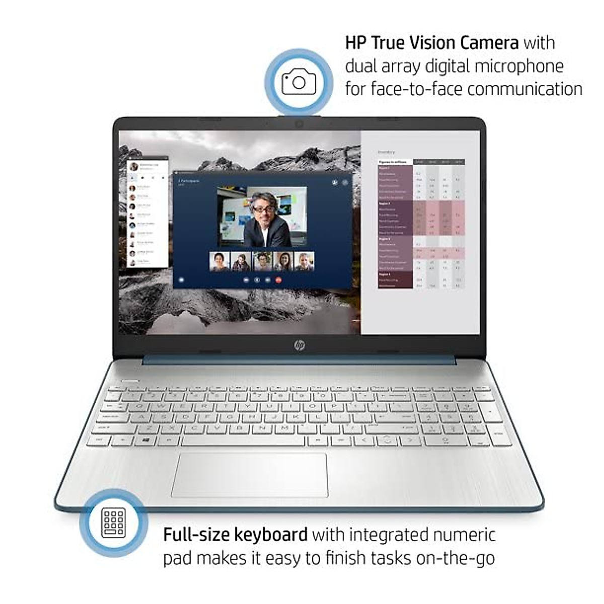 HP 2023 Newest Laptop, 15.6 Inch Screen FHD Display, AMD Ryzen 5 5500U Processor, 16GB RAM, 1TB SSD, AMD Radeon Graphics, Spruce Blue, Bluetooth, Webcam, HDMI, Windows 11 Home, Bundle with JAWFOAL