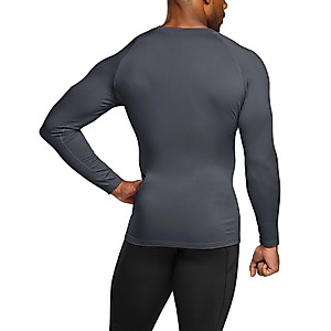 TSLA Men's Thermal Long Sleeve Compression Shirts, Athletic Base Layer Top, Winter Gear Running T-Shirt, Heat Core 2pack Black/Charcoal, Medium