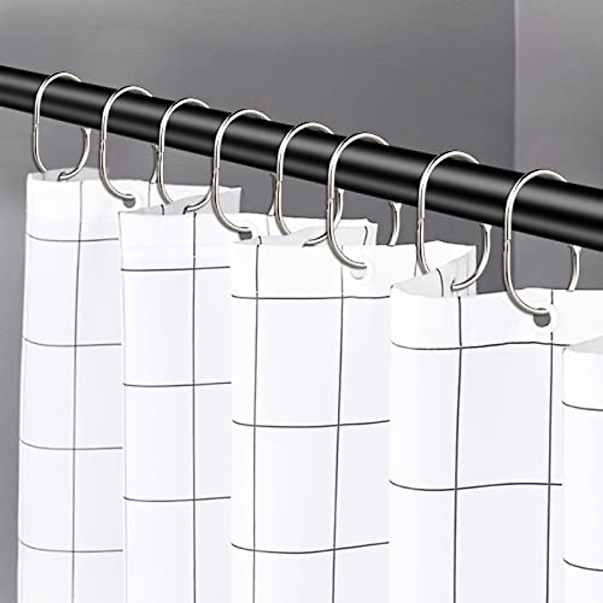 TCMAO 24 Pack Shower Curtain Hooks, Rustproof Decorative Shower Curtain Rings Metal Wide Oval Shower Hooks for Bathroom Shower Rod (Nickel)