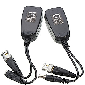 10 Pairs HD-CVI/TVI/AHD Passive Video Balun with Power Connector and RJ45 CAT5 Data Transmitter BNC Twisted Pair