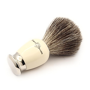 Edwin Jagger S81M587AMZ Imitation Ivory & Nickel Classic Shaving Set with Pure Badger Shaving Brush and Mach 3 Razor for Shaving Cream or Soap for Men
