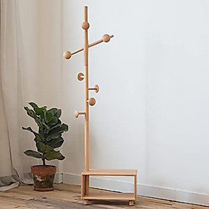 DOUBAO Wooden Clothes Rack Design Floor Clothes Hat Rack Single Pole Standing Bedroom Furniture (Color : D, Size : As Shown)