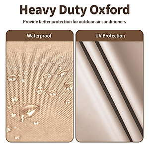 Bstge Air Conditioner Cover for Outside Units, AC Covers for Outside Winter with 2 Straps, Waterproof Windproof Heavy Duty Cover Fit Up to 36x36x39 inchs (Brown)