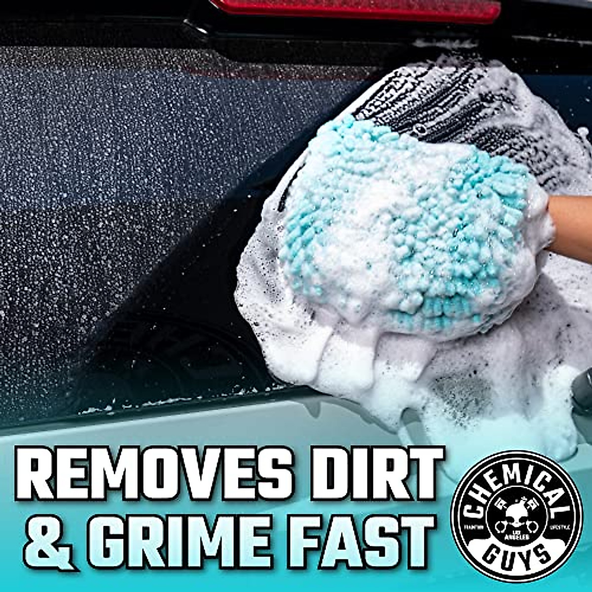 Chemical Guys MIC513 Big Noodle Chenille Microfiber Scratch Free Supersized Car Wash Mitt for Cars, Trucks, SUVs, RVs & More, Turquoise (11" x 12")