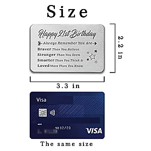 21st Birthday Gifts for Teen Girls Boys 21 Year Old Birthday Gifts for Her Him Metal Wallet Insert Card Christmas Graduation Inspirational Gifts Card for Sister Brother Daughter Son Niece Nephew Granddaughter Grandson