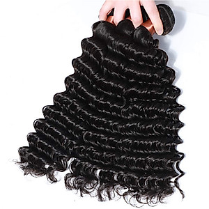 Deep Wave Human Hair Bundles 100% Human Hair 100g/Bundles 20 Inches Double Weft Natural Black Wet and Wavy Raw Remy Unprocessed Brazilian Virgin Hair