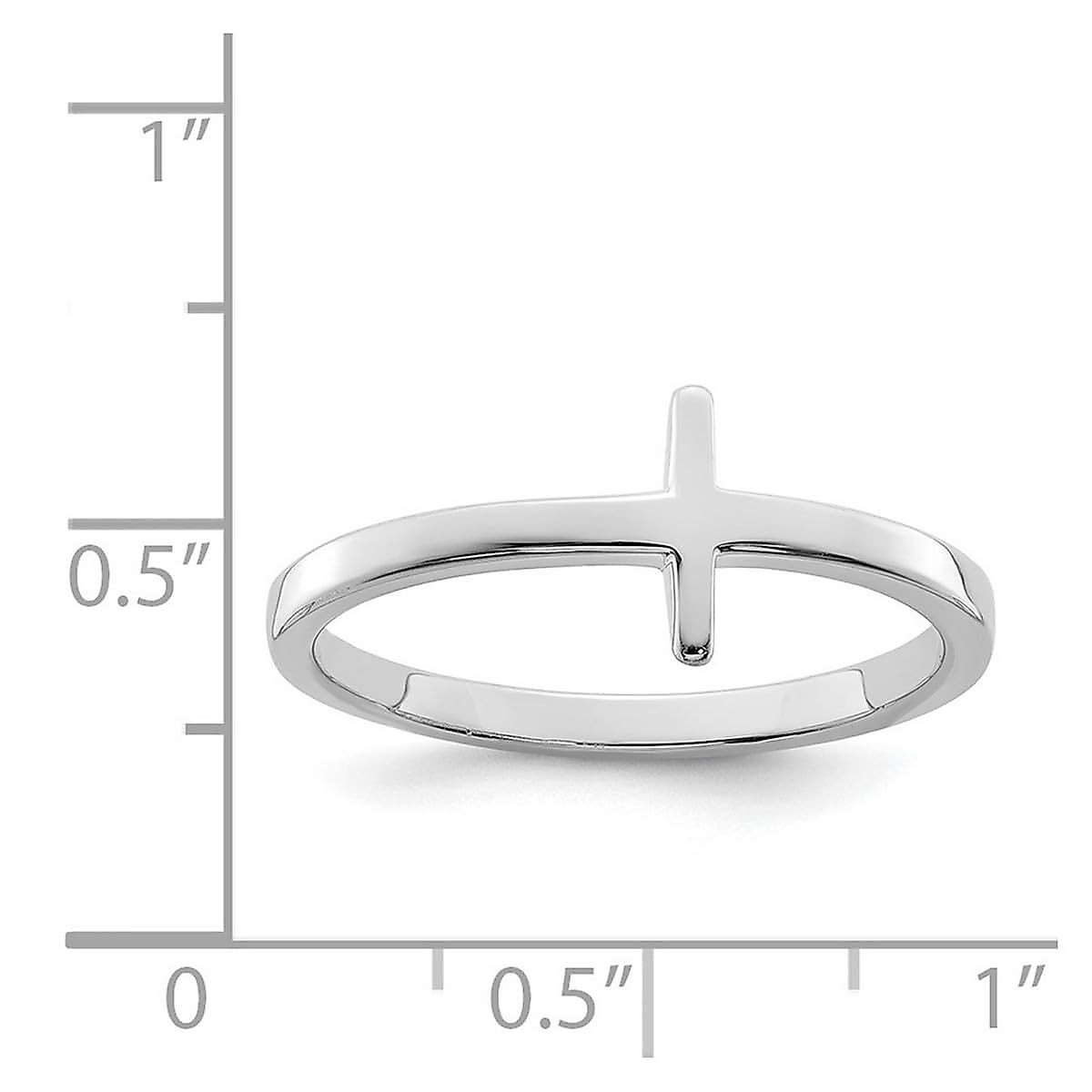 925 Sterling Silver Polished Sideways Religious Faith Cross Ring Size 8 Jewelry for Women