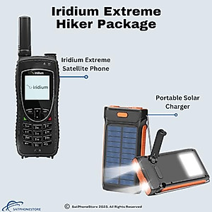 SatPhoneStore Iridium 9575 Extreme Satellite Phone Hiker Package with Solar Charger, Protective Case and Prepaid 200 Minute SIM Card Ready for Easy Online Activation