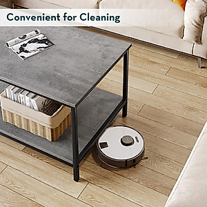 SAYGOER Coffee Table with Storage 2-Tier Industrial Center Table for Living Room, Rectangle Wood Table for Small Spaces Apartment Home Office, Concrete Gray