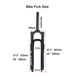 KRSEC Air Suspension Fork 27.5 inch Mountain Bike Travel 120mm Quick Release QR 9mm 28.6mm Straight Tube Manual Lockout Rebound Adjustable Ultralight Mountain Bike Front Forks XC AM 27.5"
