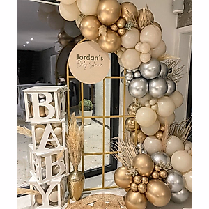 Sand White Balloon Garland Arch Kit,158PCS Blush White Nude Balloons Metallic Chrome Gold Silver Balloons for Boho Wedding Bridal Baby Shower Engagement Anniversary Birthday Party Decorations