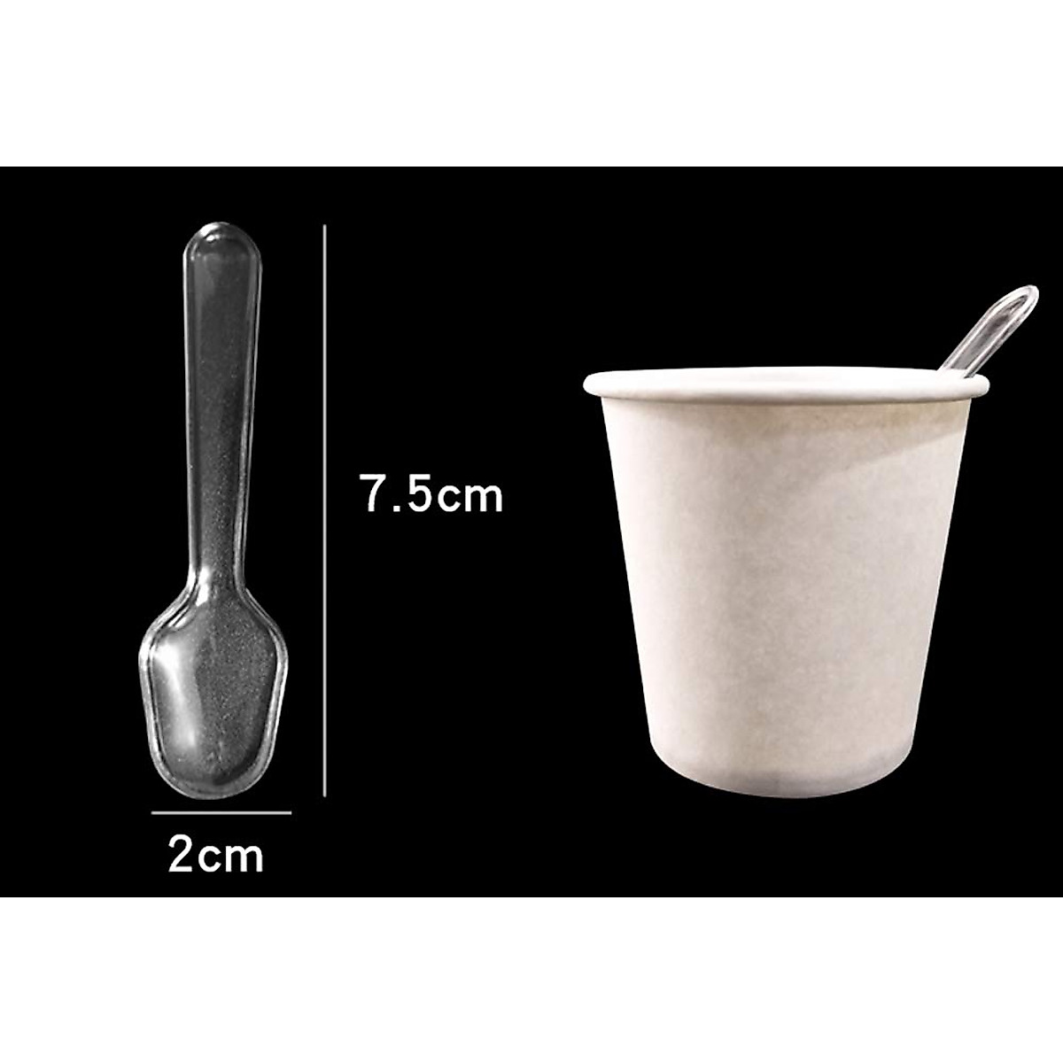 ericotry 500Pcs 7.5cm/3inch Mini Clear Mini Plastic Spoons Disposable Tasting Spoon Scoops for Dessert Ice Cream Appetizer Cake Spices Food Supply