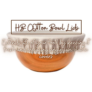 5-Pack Organic Bowl Cover Stretchable Reusable Linen Lids Food Storage Bowl Covers for Leftovers | 100% Cotton Cloth Machine Washable (S,M,L,XL,XXL)