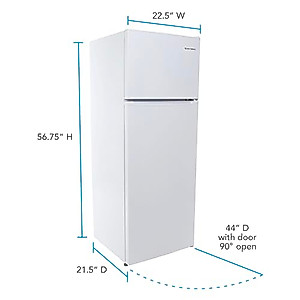 West Bend Apartment Refrigerator Freestanding Dual Door Slim Design Full Fridge with Top Freezer, Adjustable Mechanical Control, for Condo, House, Small Kitchen Use, 7.4-Cu.Ft, White