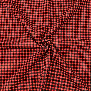David Angie Black Red Plaid Bullet Textured Liverpool Fabric 4 Way Stretch Spandex Knit Fabric by The Yard for Hair Bows Headbands Making (Plaid)