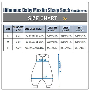 ililmmoe Baby Sleep Sack with Feet Muslin Original Cotton Sleeping Bag Wearable Blankets Non Sleeves 6months-4Y
