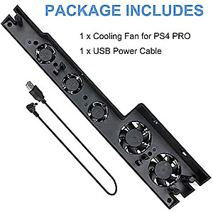Linkhood Cooling Fan for PS4 PRO, USB External Cooler 5 Fan Turbo Temperature Control Cooling Fans for Sony Playstation Pro Gaming Console