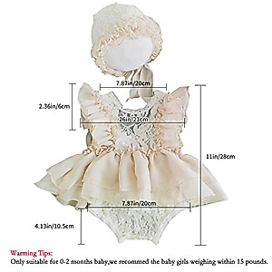 Yuehuam Newborn Photography Prop Girl Outfits Baby Lace Romper Hat Pillow Shoes Set Infant Photoshoot Skirt Clothes