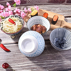 BOSILI Japanese Style Ceramic Rice Bowls set of 4 Color For Dessert Snack Cereal Soup
