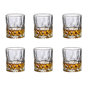 Hovico Crystal Whiskey Glass, Old Fashioned Whiskey Glasses, 11 Oz Unique Bar whiskey glasses For Scotch, Bourbon, Liquor and Cocktail Drinks - Set of 6