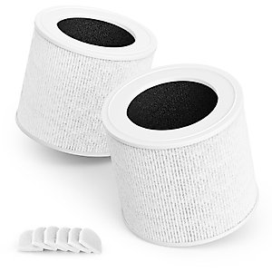 Core Mini Replacement Filter Compatible with LEVOIT Purifier Core Mini-RF, 3-in-1 HEPA Filter Combined with Pre-filter and Carbon Filter, 2-Pack with Extra 6-Pieces Essential Oil Pad