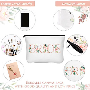 10 Pieces Bridesmaid Makeup Bag Wedding Canvas Bag Bride Bridesmaid Bags Print Bridesmaid Gift Bag Canvas Makeup Bags Wedding Party Cosmetic Bag Bridal Shower Gift Bags for Women Bridal Party(Floral)