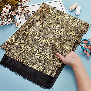 MAYJOYDIY 1 Yard Gold Snake Skin Texture Faux Leather Fabric 62.2inch Width Gilding Polyester Fabric Shiny Snake Skin Fabric for Sewing Crafts Clothing Accessories Handbag Apparel Party Decoration