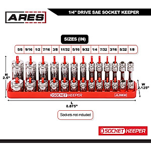 ARES 60178 – 8-Piece Metric & SAE Socket Keeper/Organizer Tray Set – Black & Green Socket Holders - Store 176 Standard & Deep Sockets - Socket Posts Feature High Visibility Markings