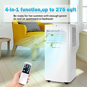 BESTRONAIR Portable Air Conditioner Wifi/Remote Control,10,000 BTU,Cools Up to 350 sq.ft.(6500 BTU SACC) Cool/Dry/Fan/Sleep/Timer Mode,Window Venting Kit Included.