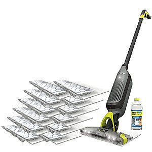 Shark VM252P10 VACMOP Pro Cordless Hard Floor Vacuum Mop with LED Headlights, 12 Disposable Pads & 12 oz. Cleaning Solution, Charcoal Gray, Charcoal Grey (Renewed)
