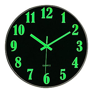 NESIFEE 12 Inch Glow in The Dark Wall Clock,Night Light Wall Clock,Silent Non-Ticking, Battery Operated Wall Clocks for for Living Room Kitchen Office Bedroom