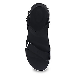 Dansko Racquel Fully Adjustable Sport Sandal for Women – Lightweight EVA Midsole and Rubber Outsole – Natural Arch Technology For Added Support – Hook and Loop Closures Black 8.5-9 M US