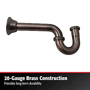 Plumb Pak K100VB x 1-1/4-in. Brass P-Trap with Deep Flange for Bathroom Sinks, Venetian Bronze